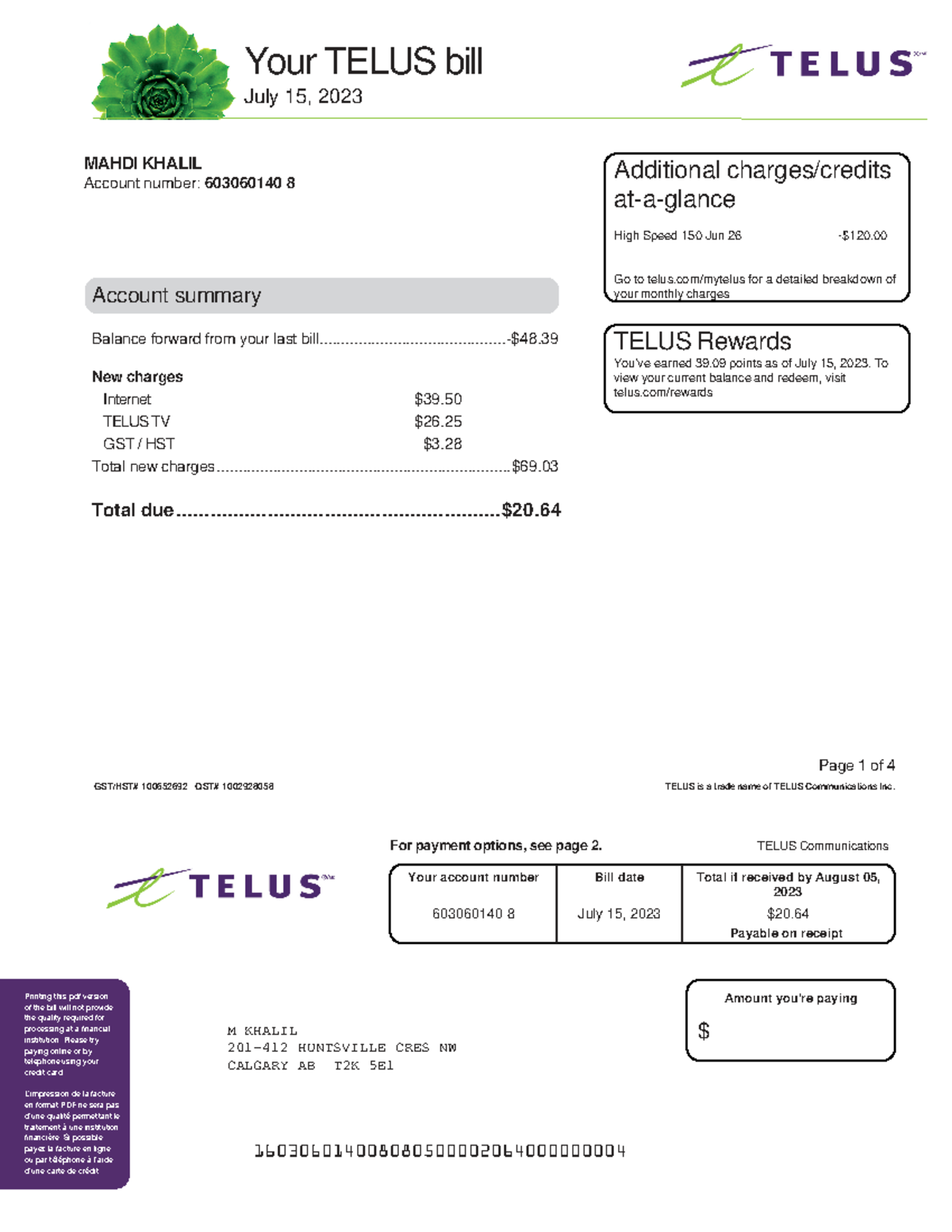 Telus-603060140-2023-07-15 3 - Printing this pdf version of the bill ...