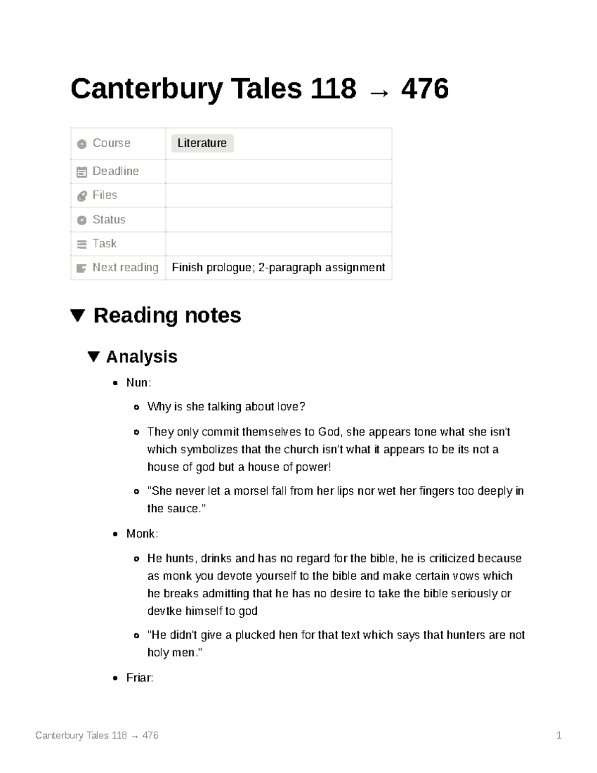 Canterbury Tales 118 476 - Canterbury Tales 118 → 476 Course Literature ...