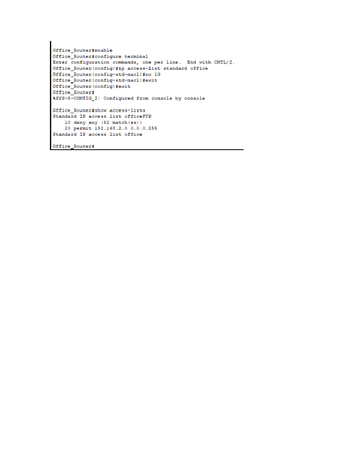 Document 13 - Testing - Office terminal Enter configuration commands ...