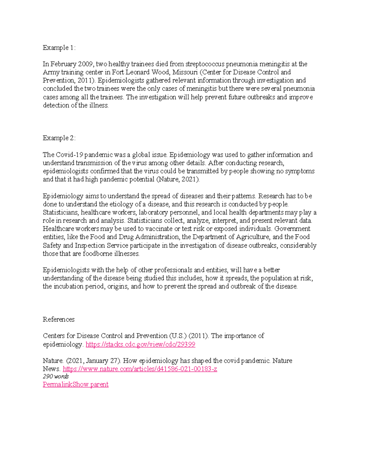 Ep 17 - Epidemiology - Example 1: In February 2009, two healthy ...
