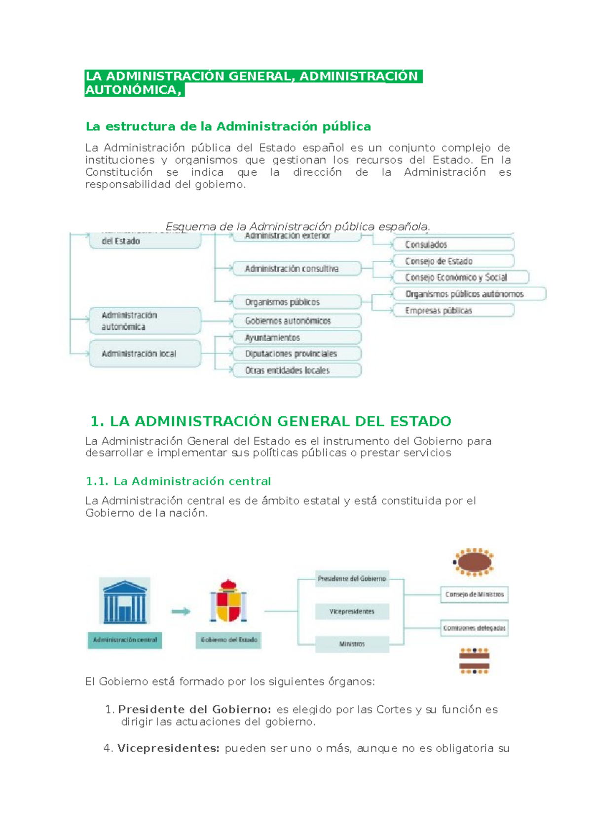 Resumen 8-9 - apuntes - LA ADMINISTRACIÓN GENERAL, ADMINISTRACIÓN ...