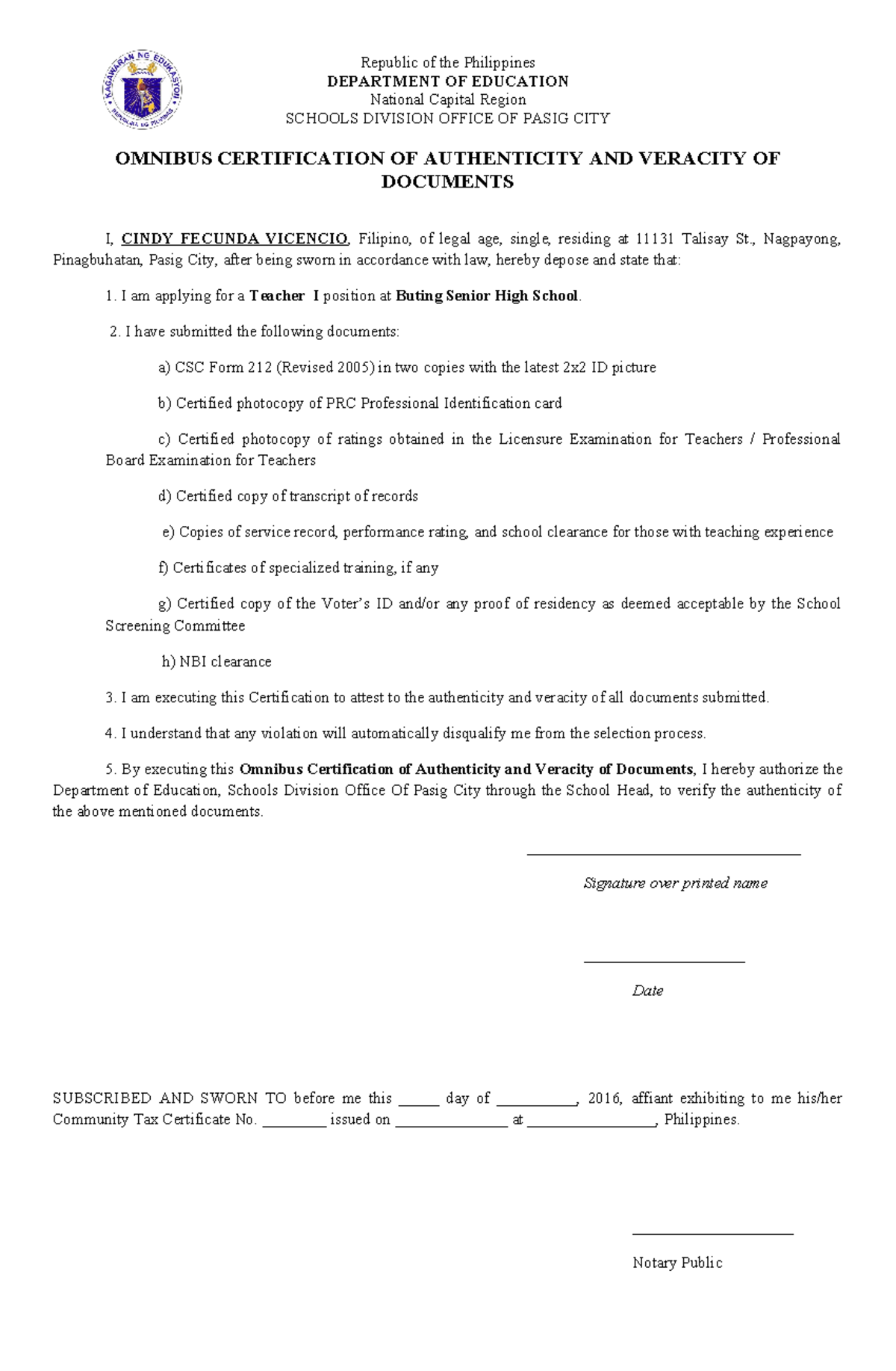 -Omnibus - DepEd ranking materials - Republic of the Philippines ...
