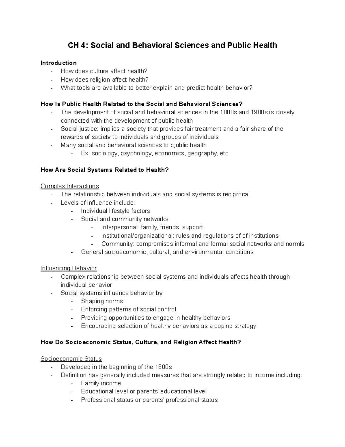 CH 4 Social and Behavioral Sciences and Public Health - Studocu