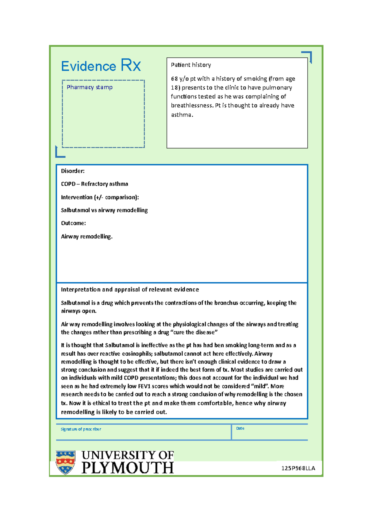 Year 2 EBP evidence prescription - Interpretation and appraisal of ...