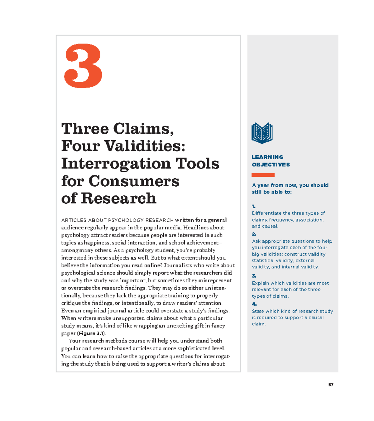 Research Methods in Psychology Texbook Chapter 3 - 57 Three Claims ...