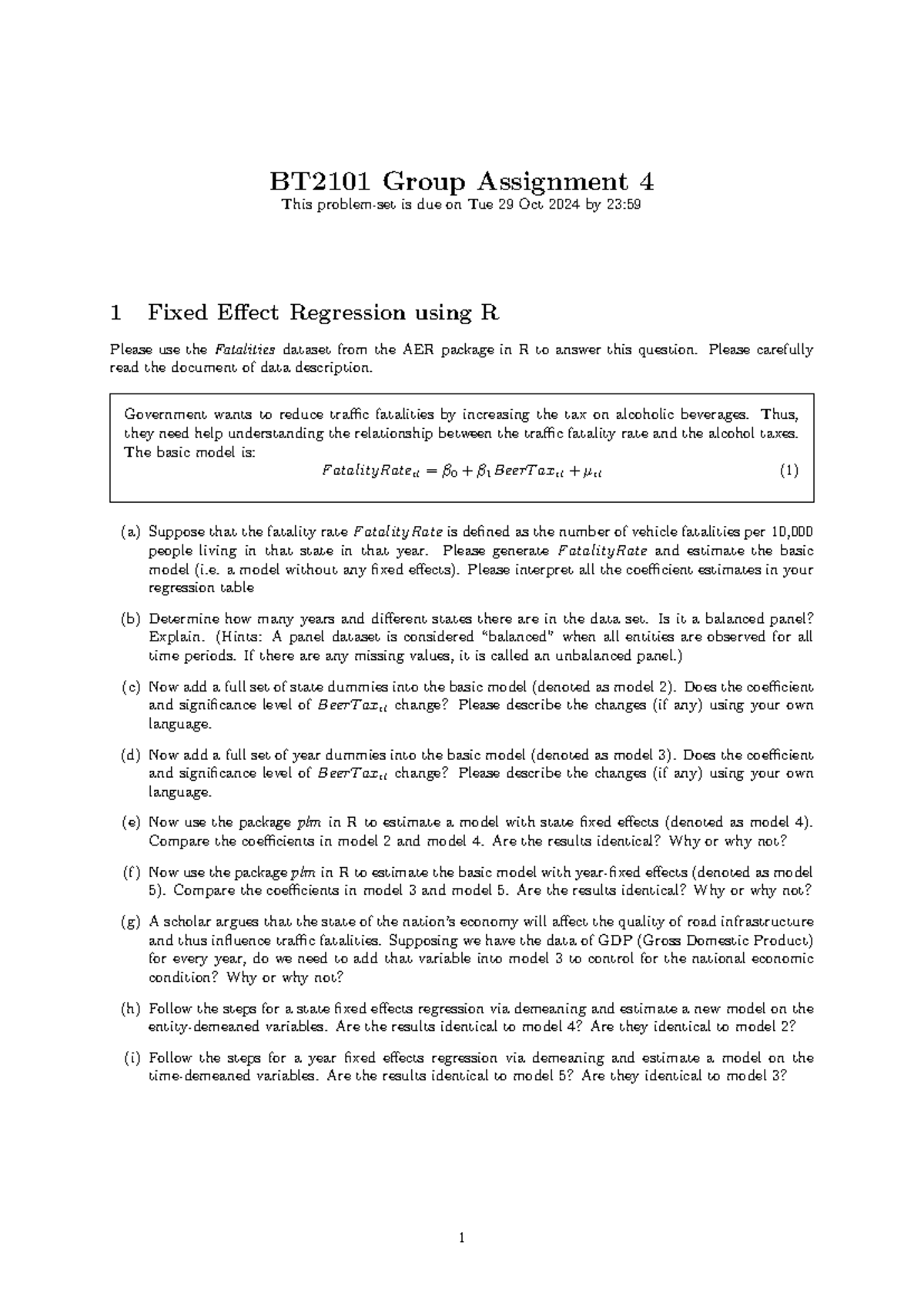 BT2101 GA4 - GA4 questions - BT2101 Group Assignment 4 This problem-set is due on Tue 29 Oct ...