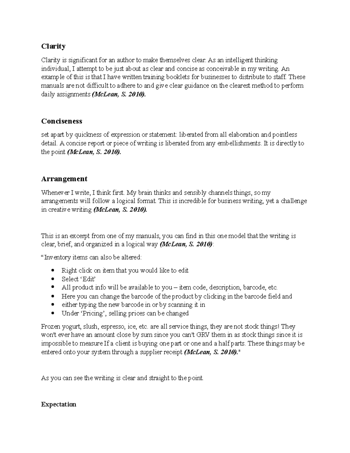 BUS 1105 written assignment unit 3 - Clarity Clarity is significant for ...