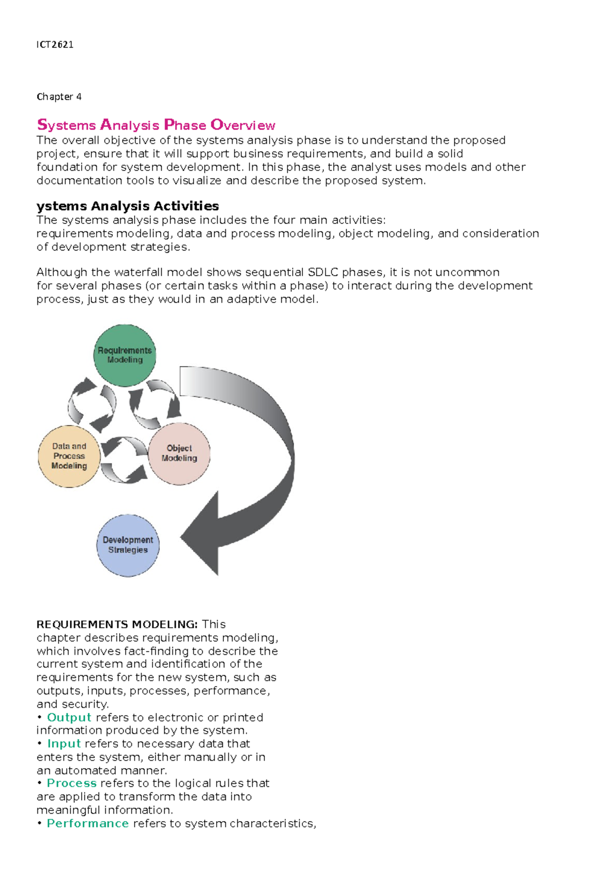 ICT2621 Chapter 4 Notes from Textbook - ICT Chapter 4 Systems Analysis ...
