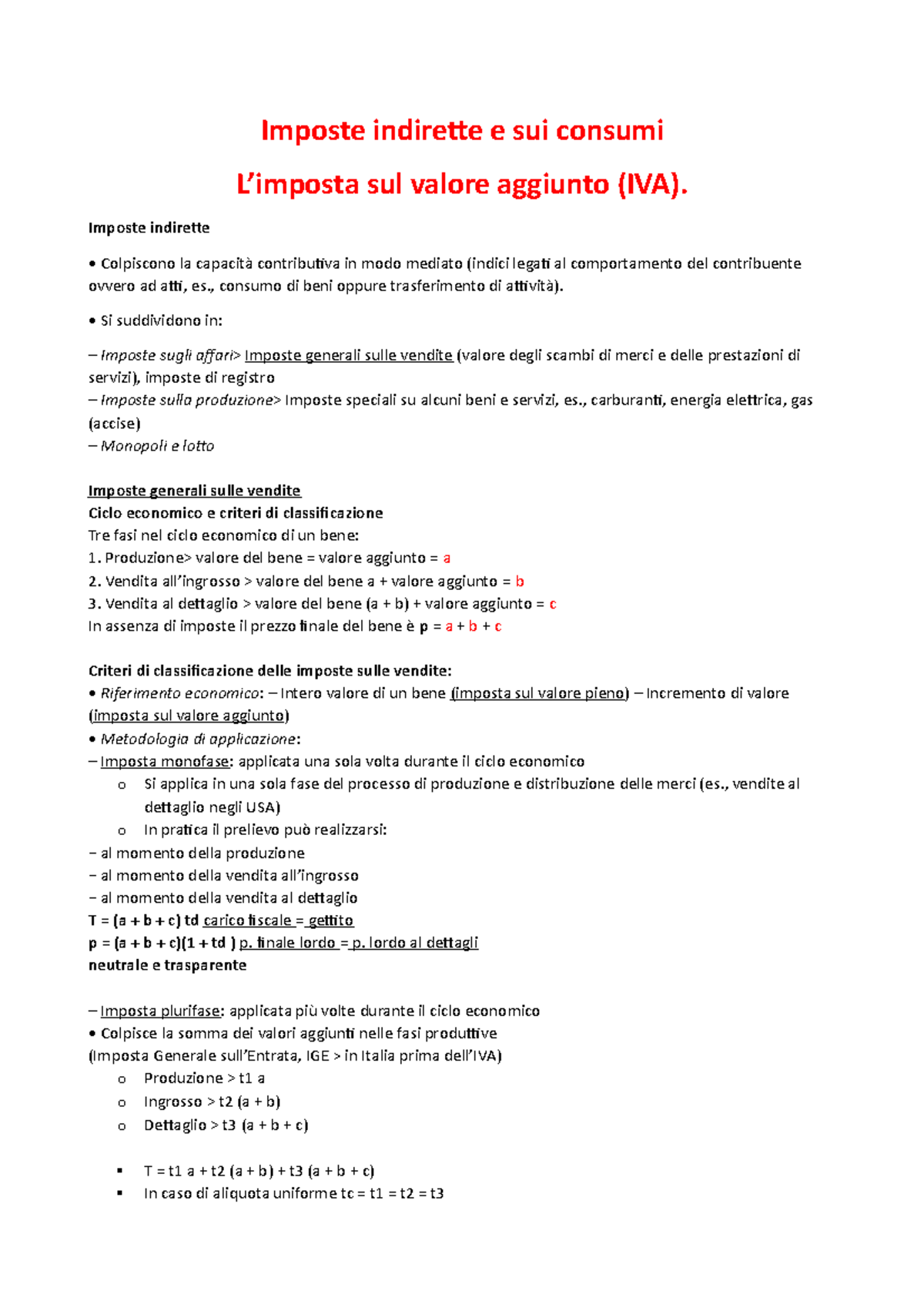 4 IVA - iva riassunto - Imposte indirette e sui consumi L’imposta sul ...