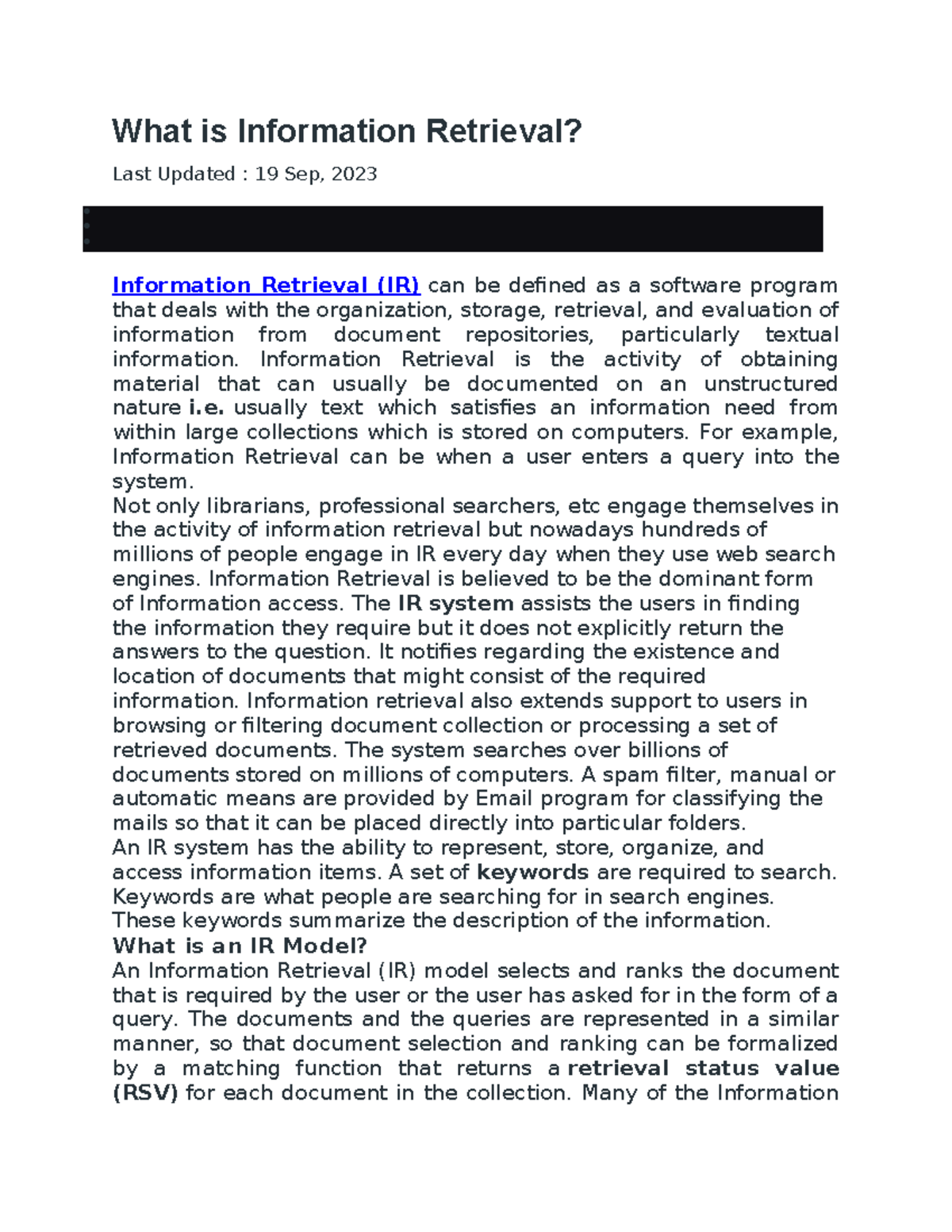 Information Retrieval - What is Information Retrieval? Last Updated ...