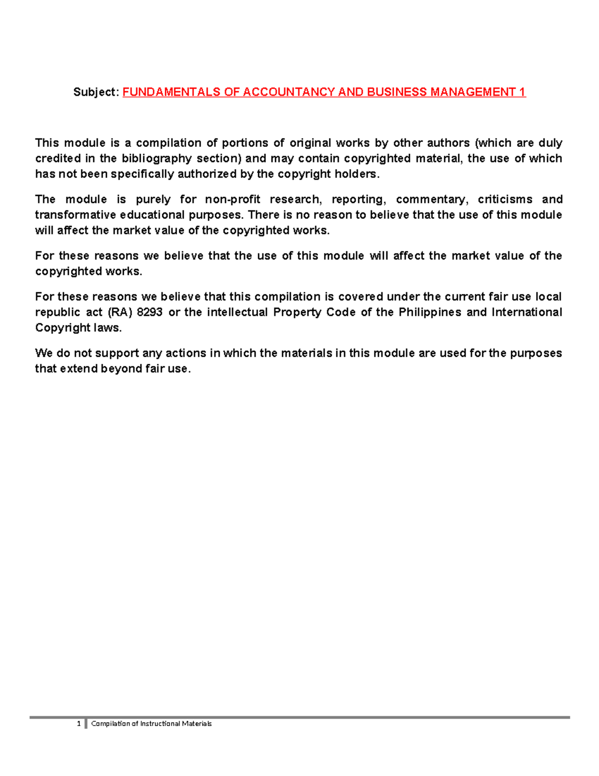 Module-1-Intorduction-to-Accounting-FABM1-Copy - Subject: FUNDAMENTALS ...