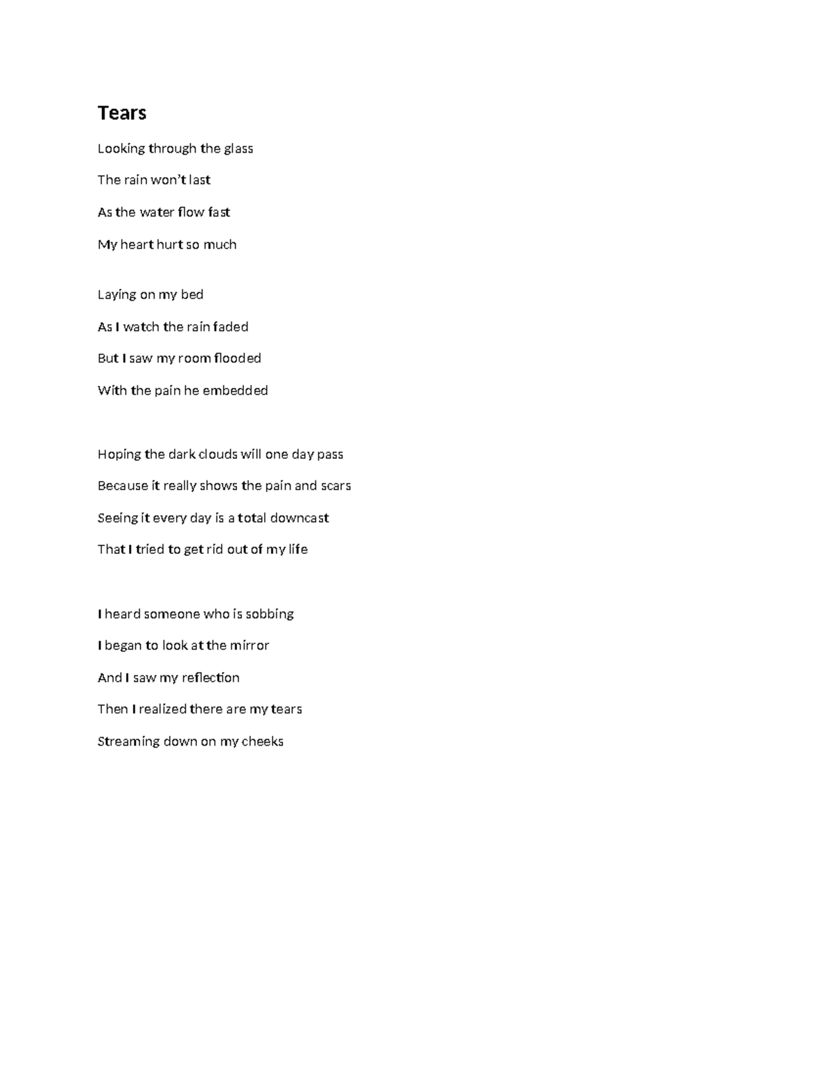 Tears - Poem that talks about hardship - Tears Looking through the ...