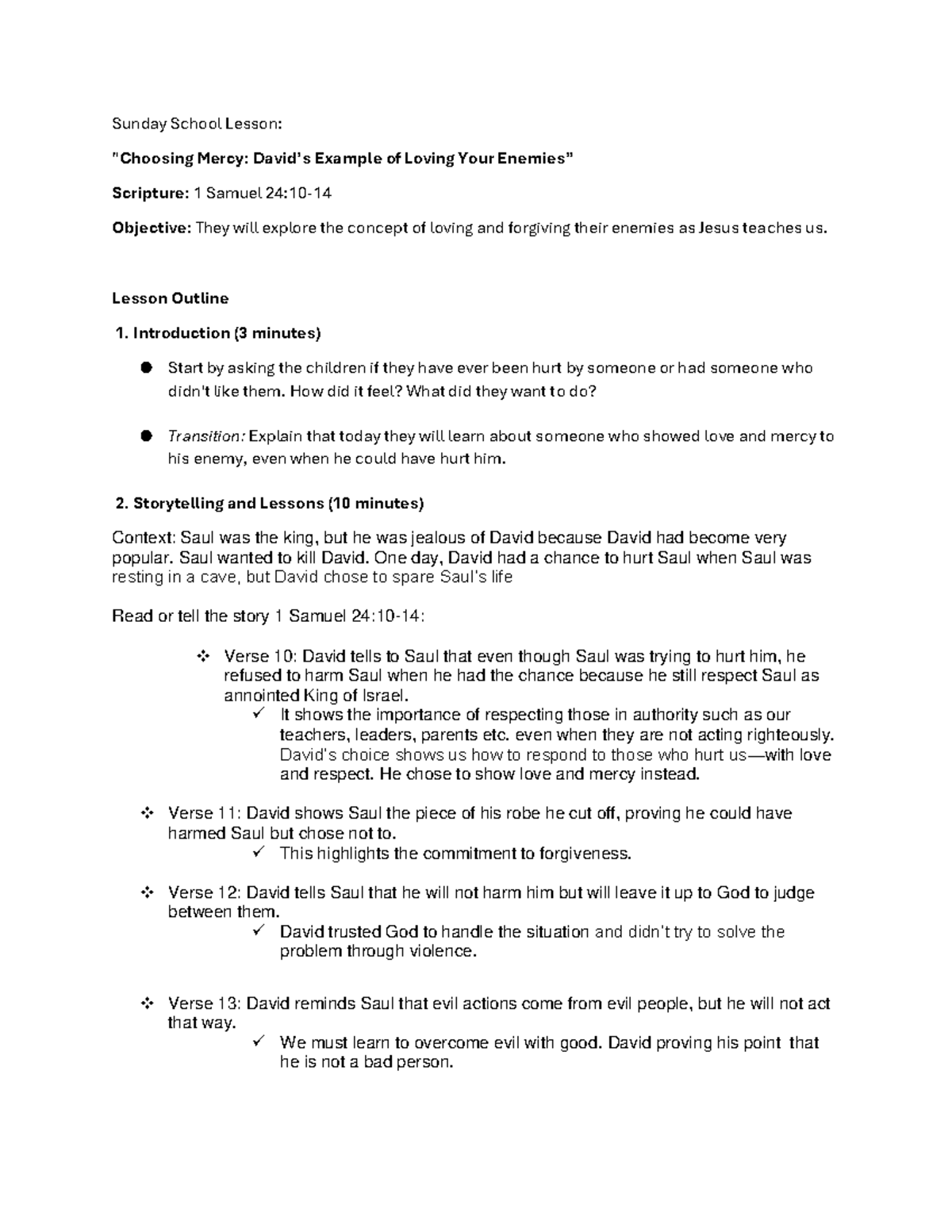 Sunday School Lesson loveyourenemies - Sunday School Lesson: "Choosing ...