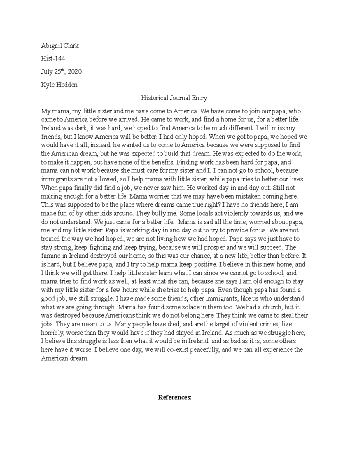Historical Journal - Abigail Clark Hist- July 25th, 2020 Kyle Hedden ...