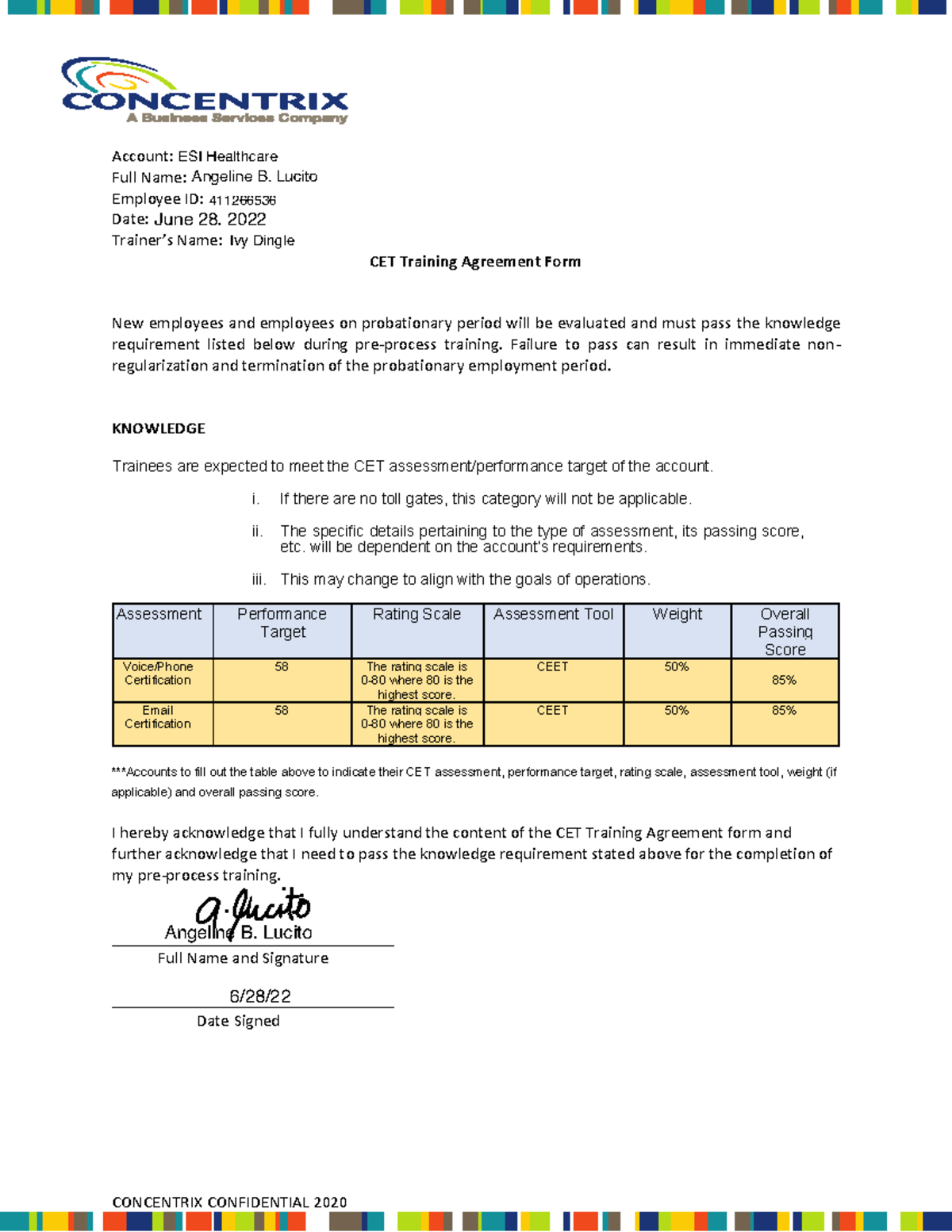 Lucito, Angeline B - wala - CONCENTRIX CONFIDENTIAL 2020 Account: Full ...