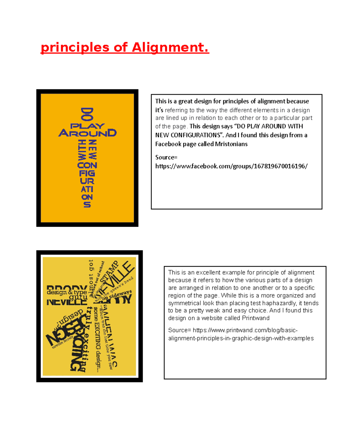 Week 4 graphic assigment - principles of Alignment. This is a great ...