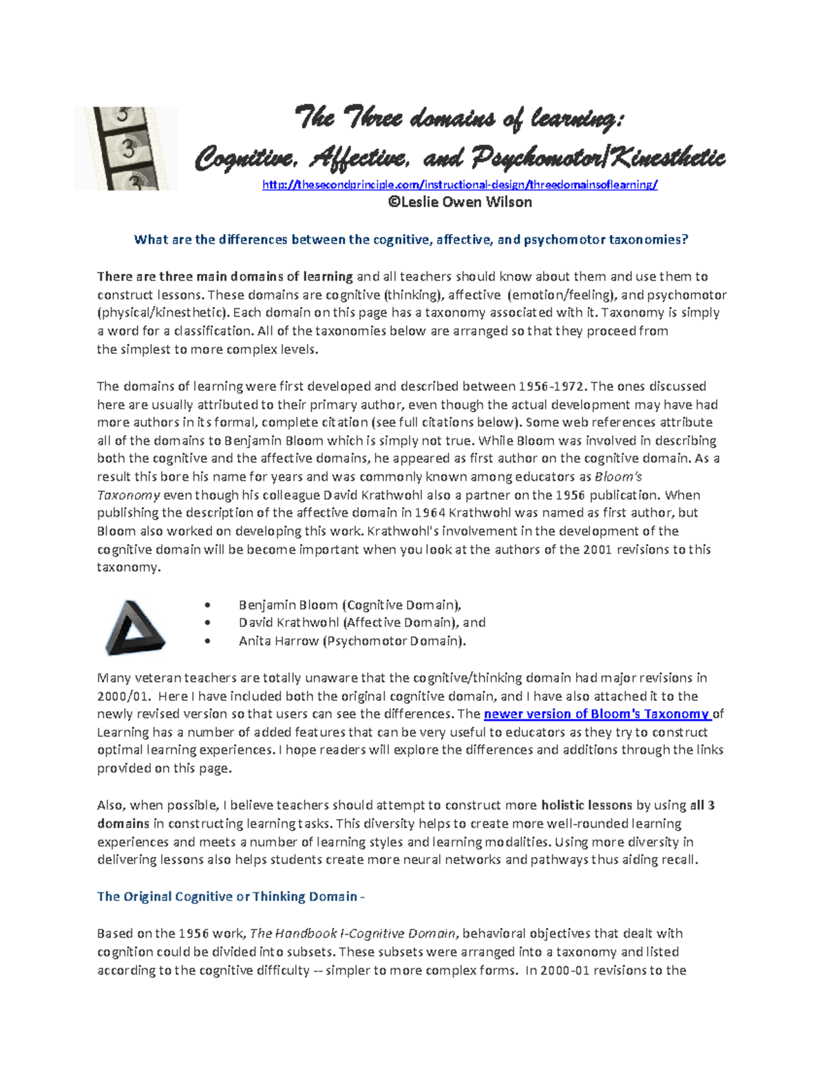 The Three domains of learning 10 2016 - The Three domains of learning ...