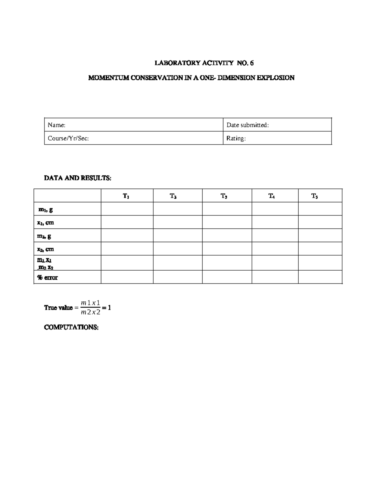 Momentum-DATA- Sheet - Summary Philosophy - LABORATORY ACTIVITY NO. 6 ...