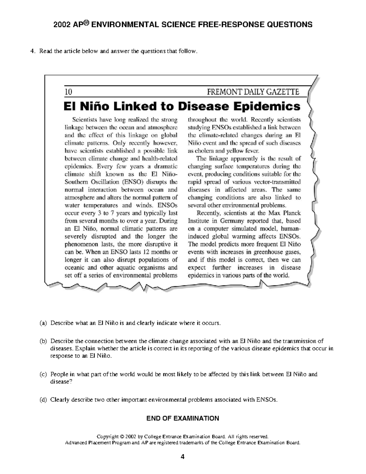 El Nino FRQ Quiz Scoring Guidelines - 2002 AP® ENVIRONMENTAL SCIENCE ...