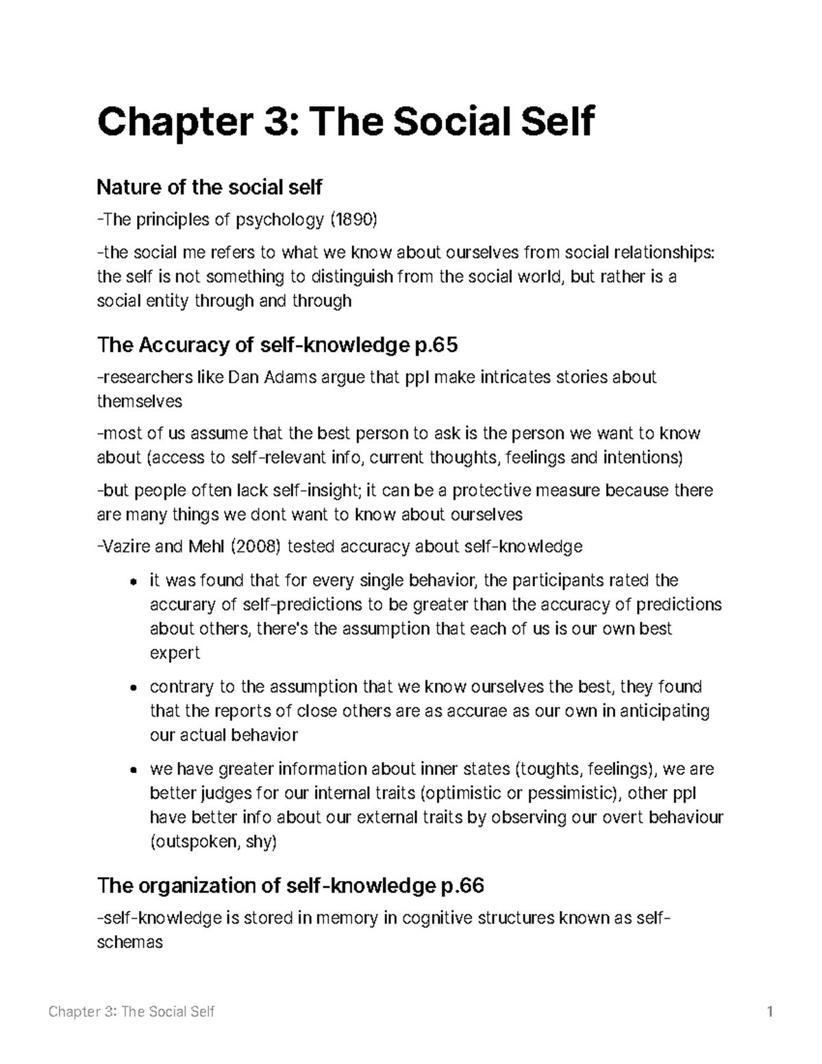 Chapter 3 The Social Self - Chapter ԉ The Social Self Ԇ Chapter 3: The ...