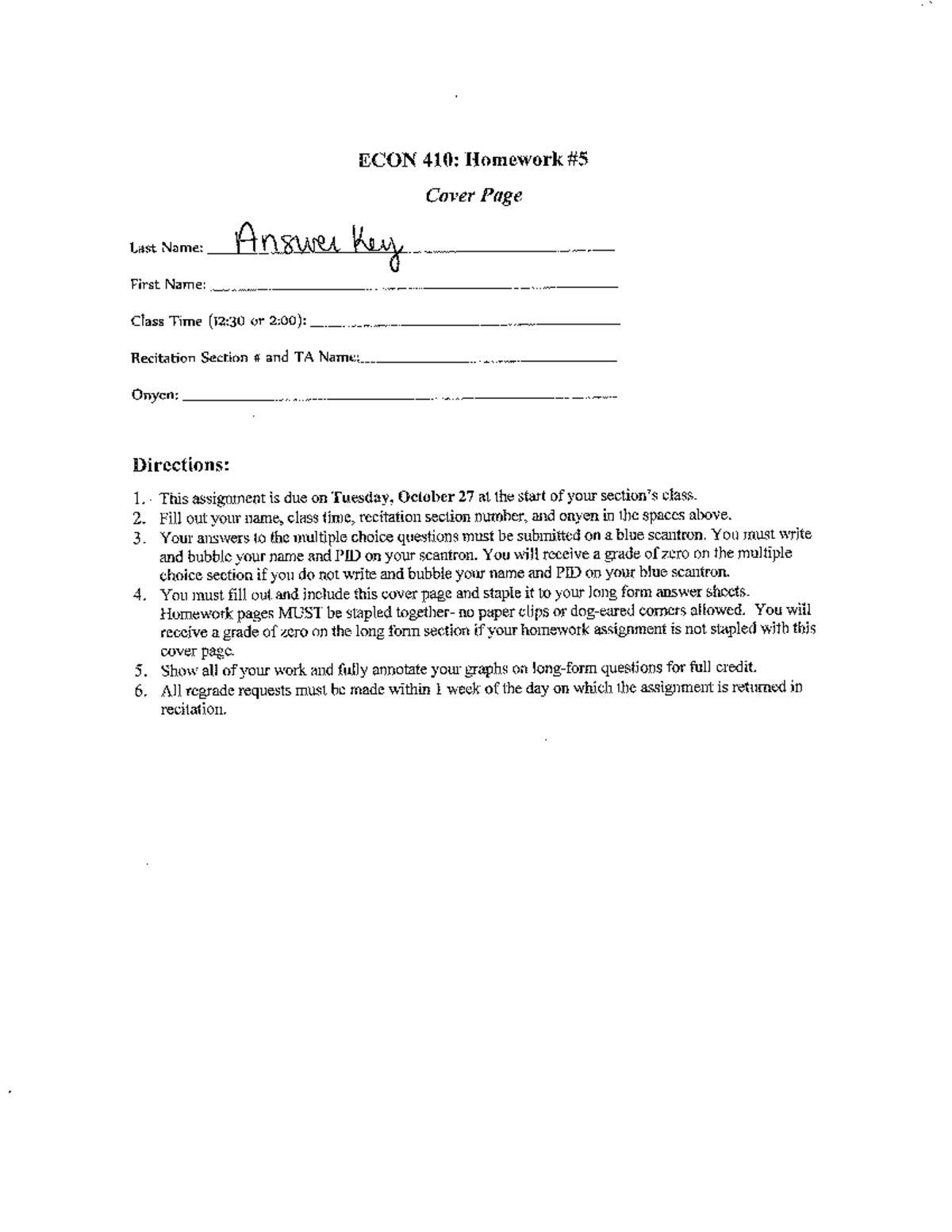 Homework+ 5+Answer+Key - ECON 410: Homework #5 Cover Page Last Name: 9 ...