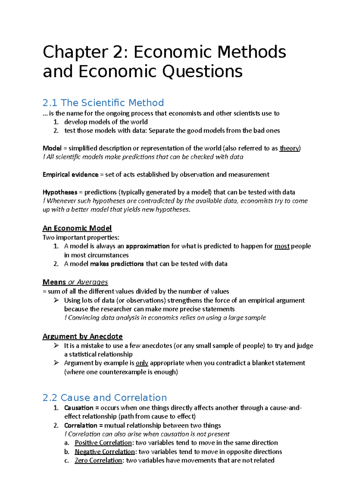 Chapter 2 Econ - Chapter 2: Economic Methods and Economic Questions 2 ...