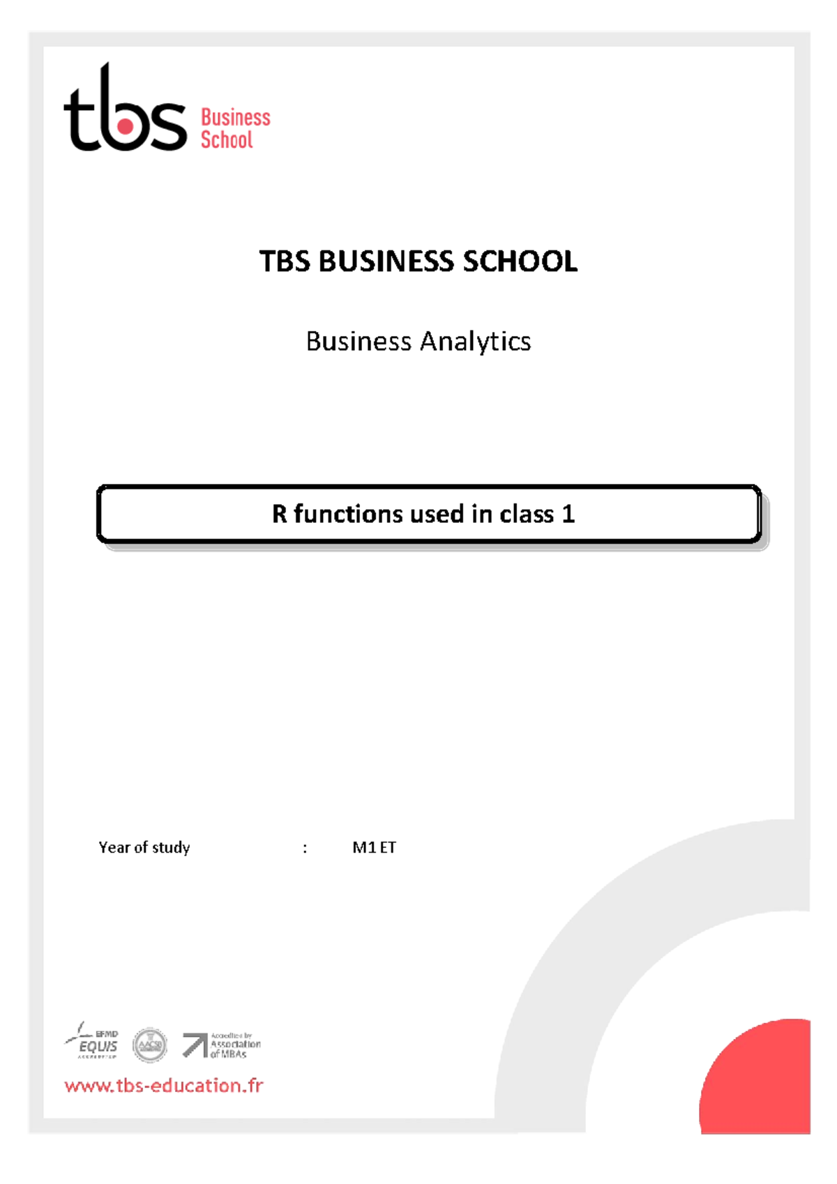Liste des nouvelles fonctions R 1 - TBS BUSINESS SCHOOL Business ...