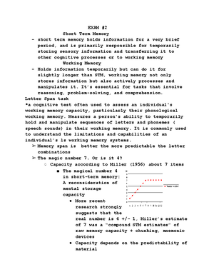 Human Memory Exam 1 Notes - 8/24/ Spacing effect → do better on memory ...