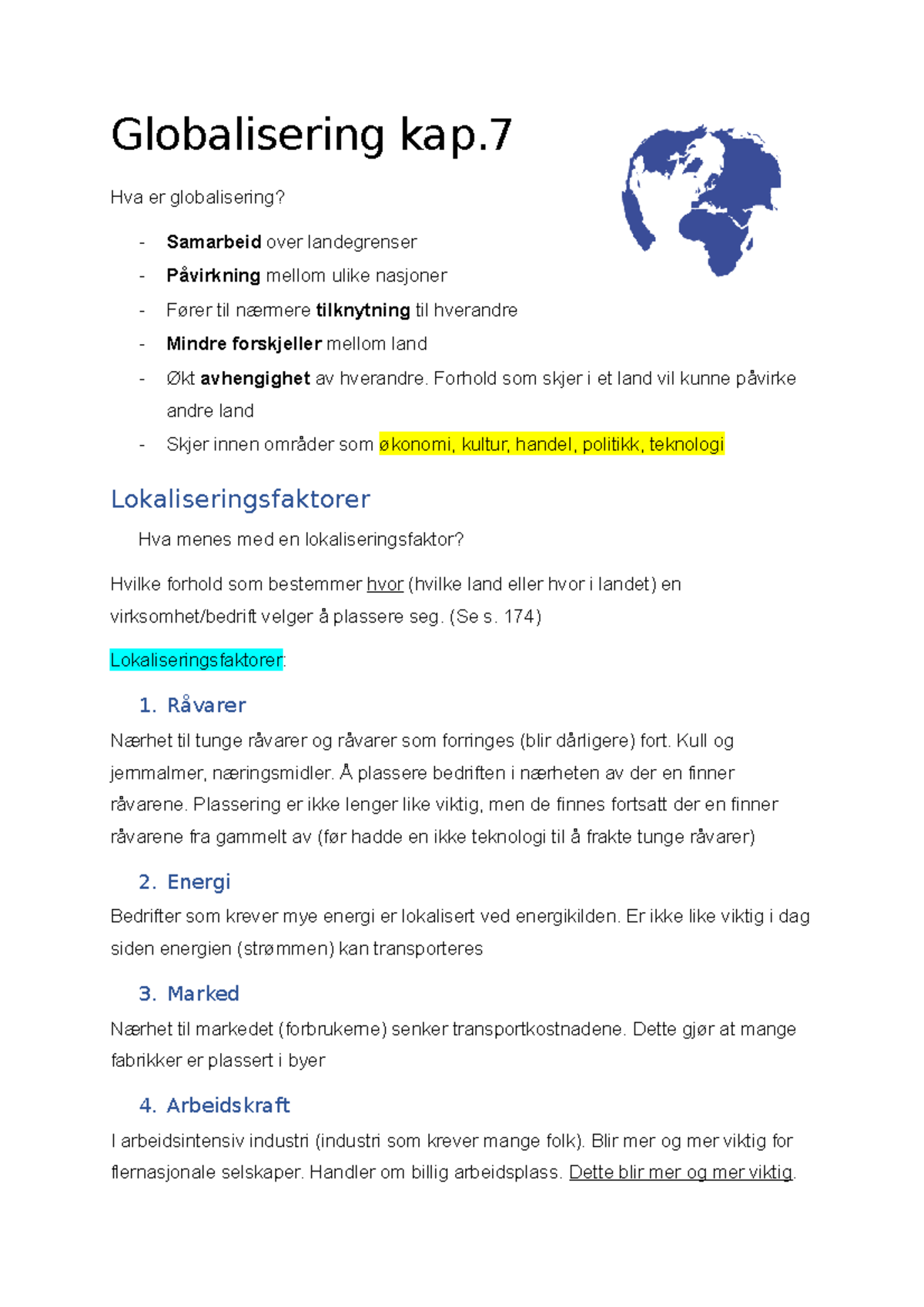 Globalisering (kap. 7) - Globalisering kap. Hva er globalisering ...
