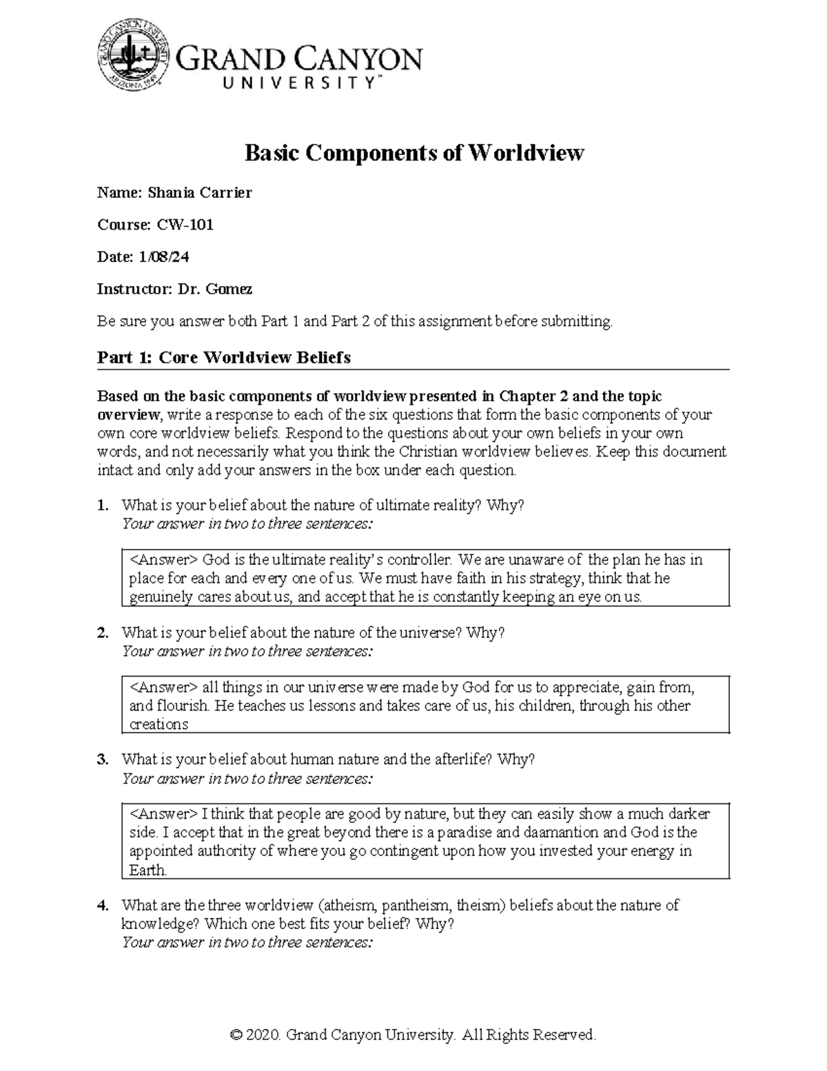 CWV Assignment(1:11) - Basic component assignment - Basic Components of ...