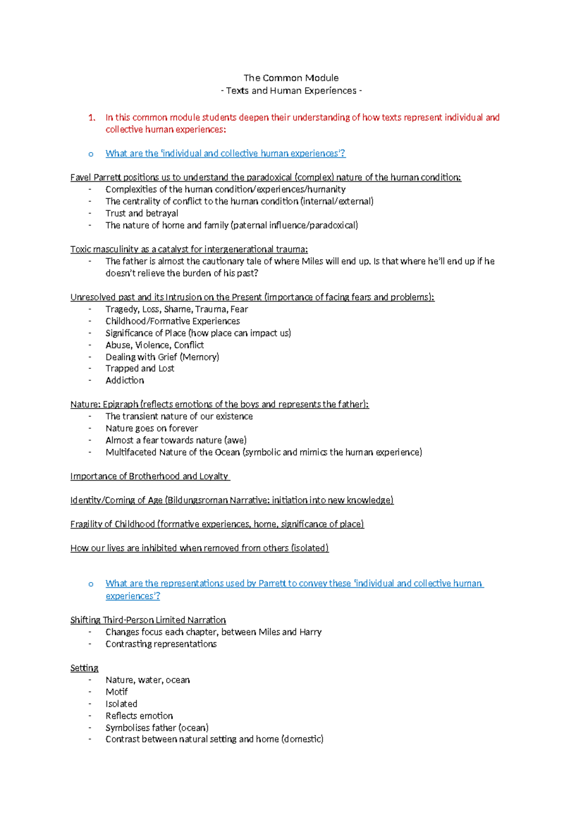 Module Descriptor - T&H E - The Common Module - Texts and Human ...