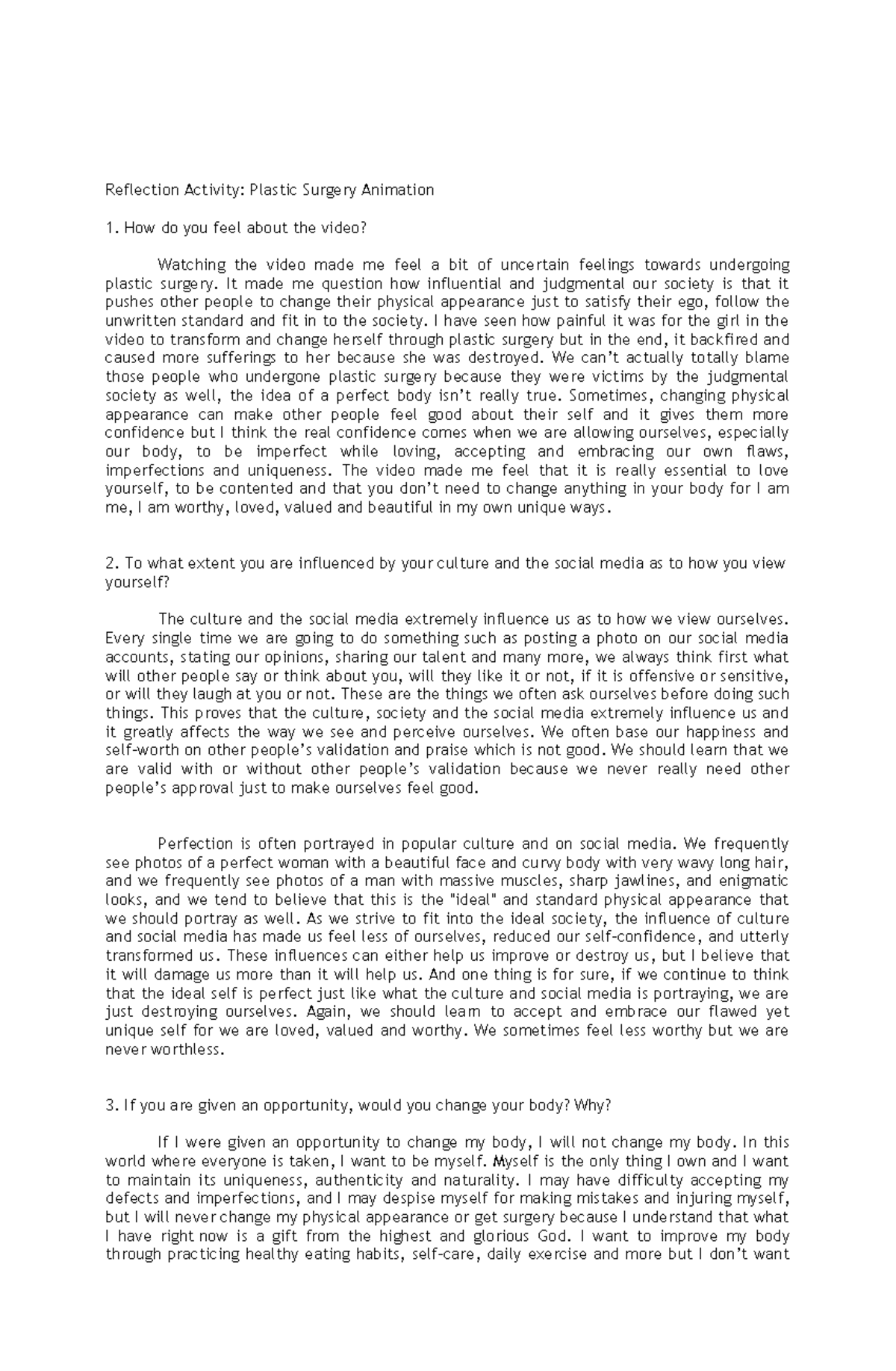 Ethics The Physical Self Reflection Activity Plastic Surgery ethics-the-physical-self-reflection-activity-plastic-surgery