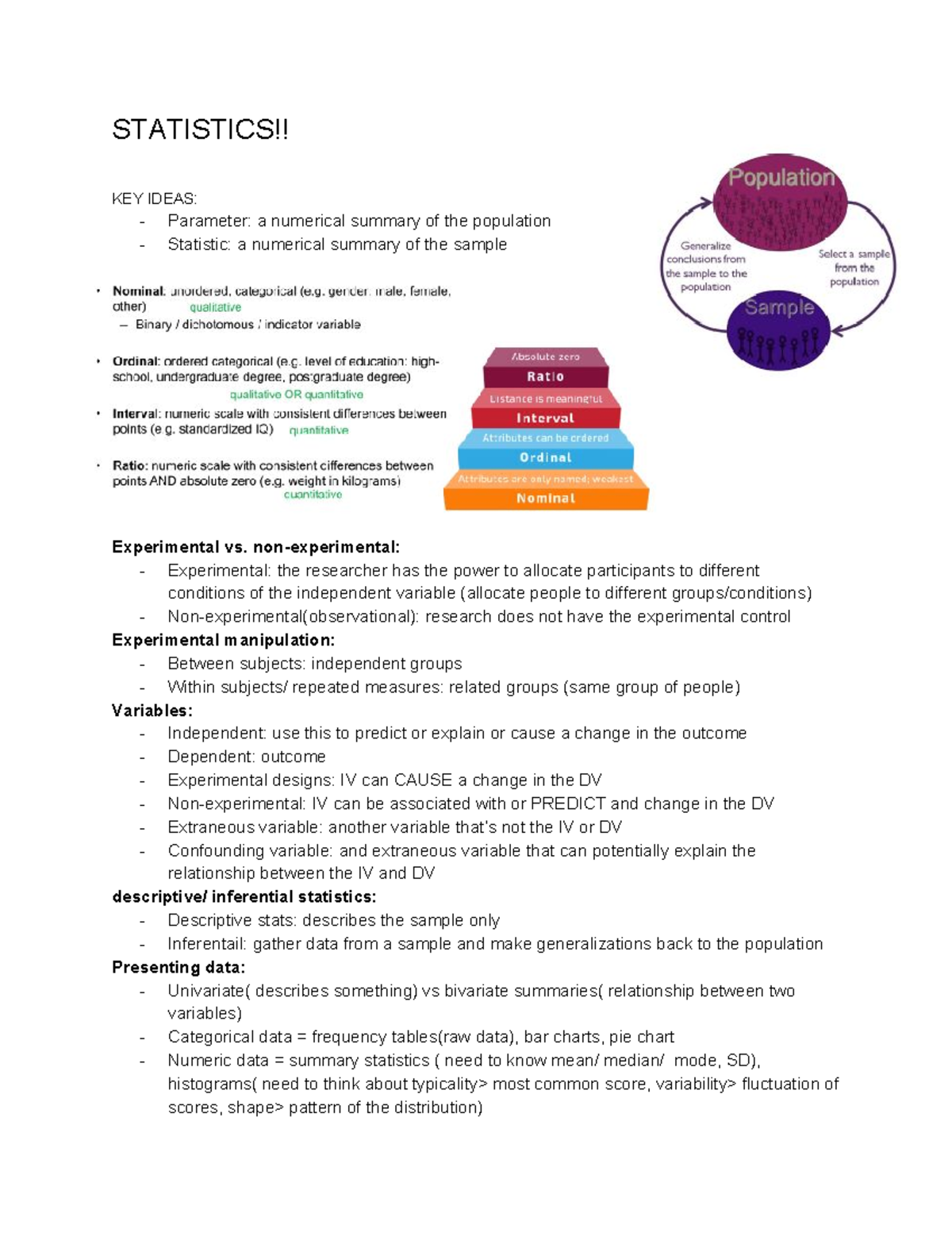 Statistics summary - PSYU2248 - MQ - Studocu