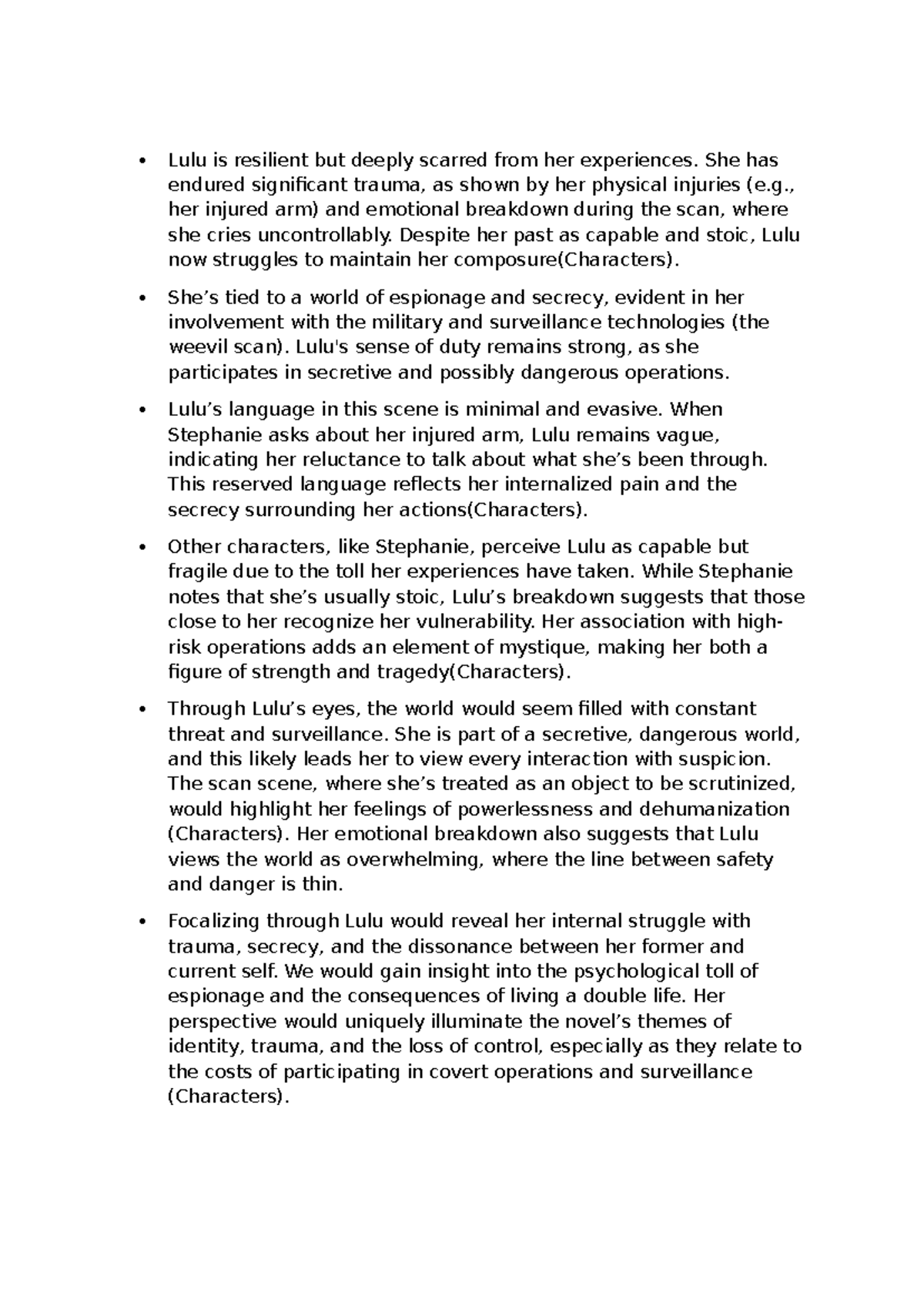 Characters - Lulu the Spy Character Deep dive - Lulu is resilient but ...