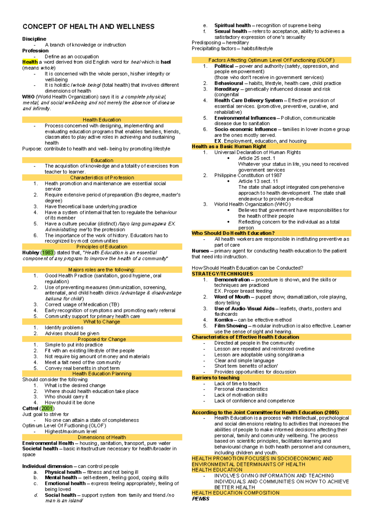 Health Ed - This is for the students of Luna Goco Colleges. - CONCEPT ...