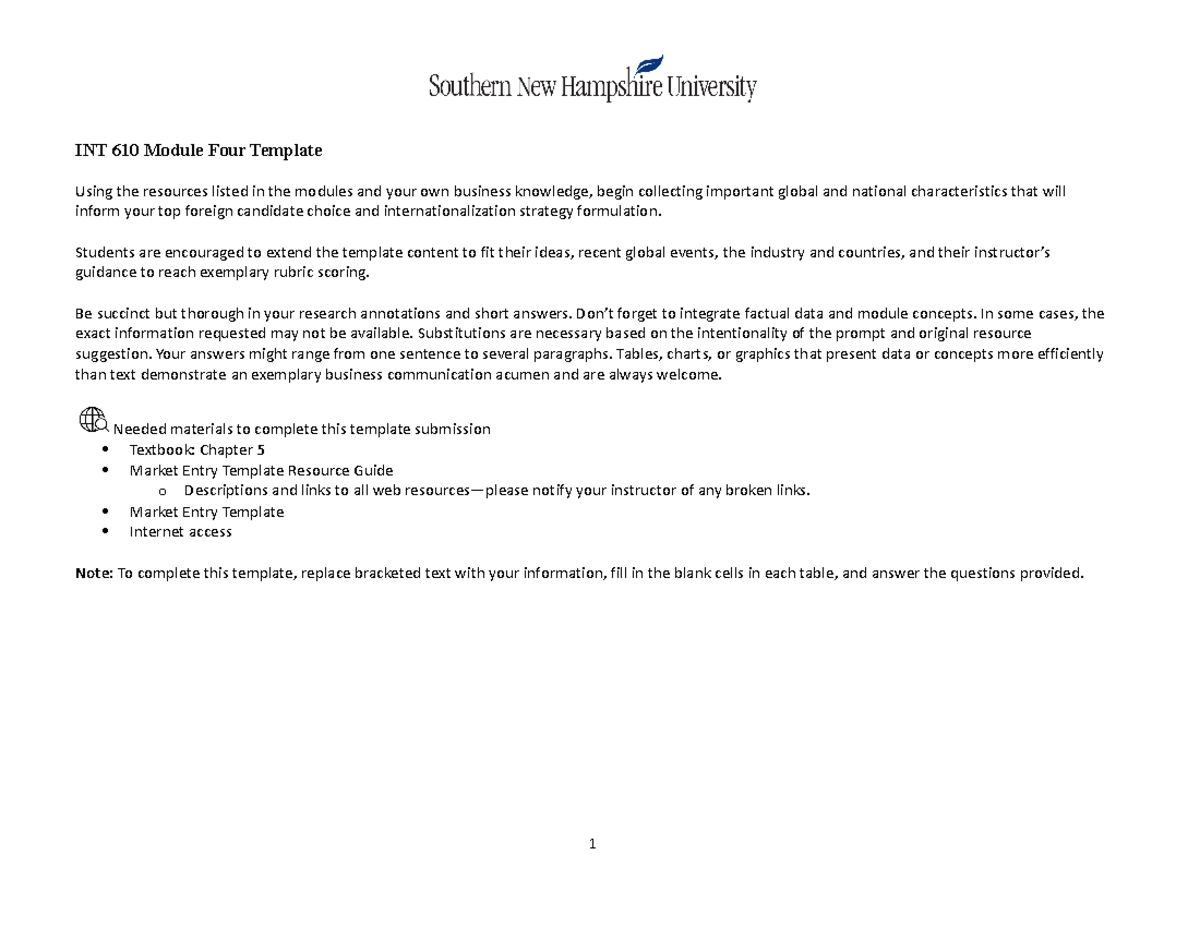 INT 610 Module Four Template 7-30-23 - INT 610 Module Four Template ...
