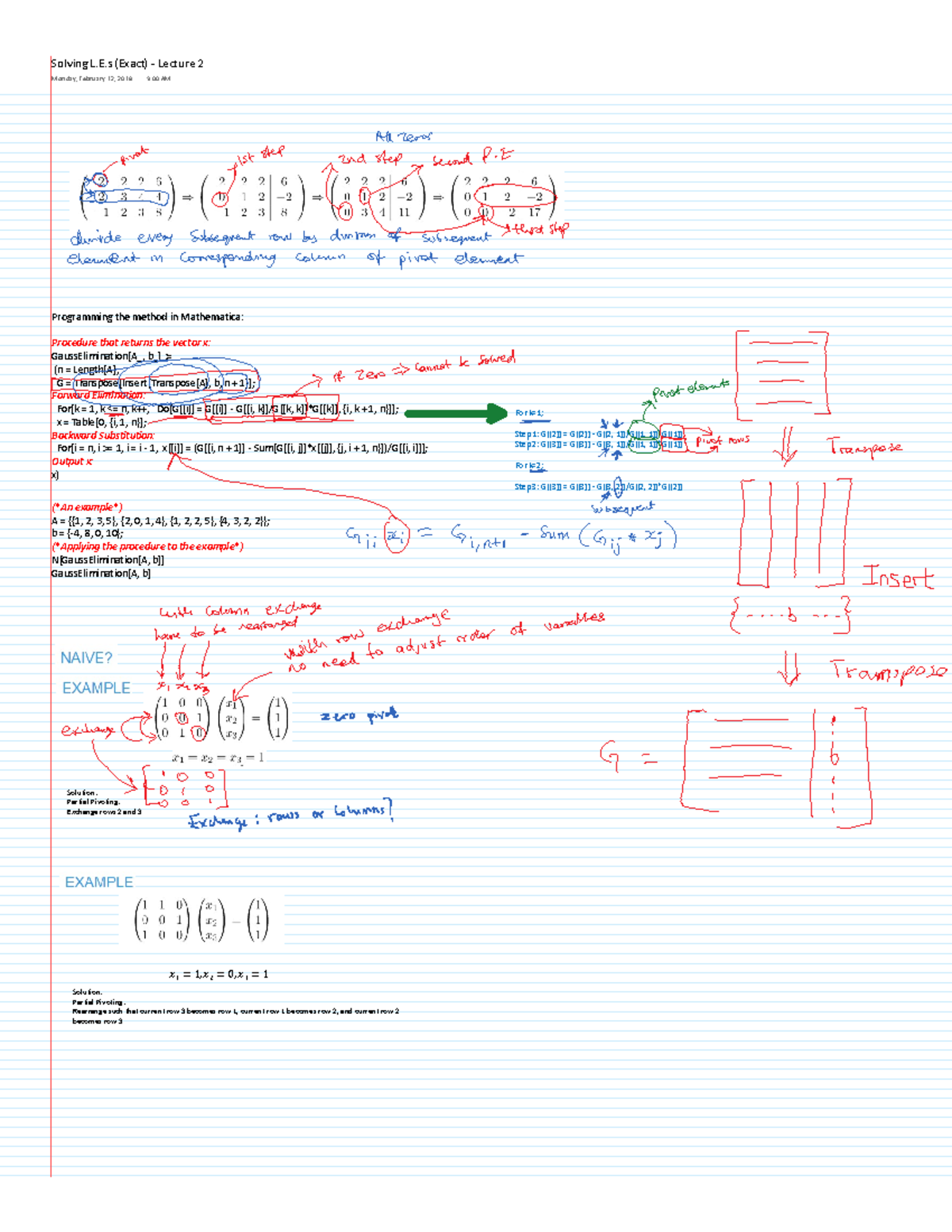 Solving Les Exact Lecture 2 Feb 12 Warning Tt Undefined Function 32 Programming The