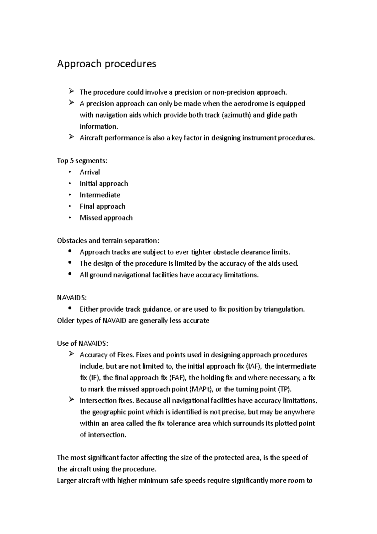 Approach procedures - Notes for lecture - Approach procedures The ...
