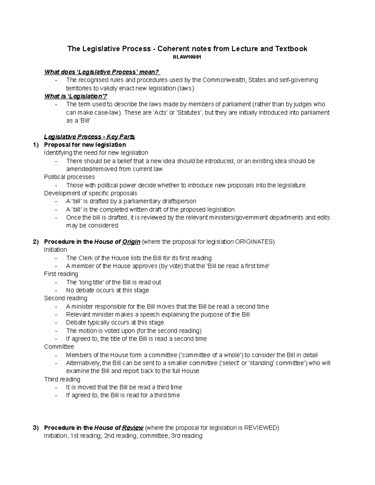 The Legislative Process - Summary - The Legislative Process - Coherent ...