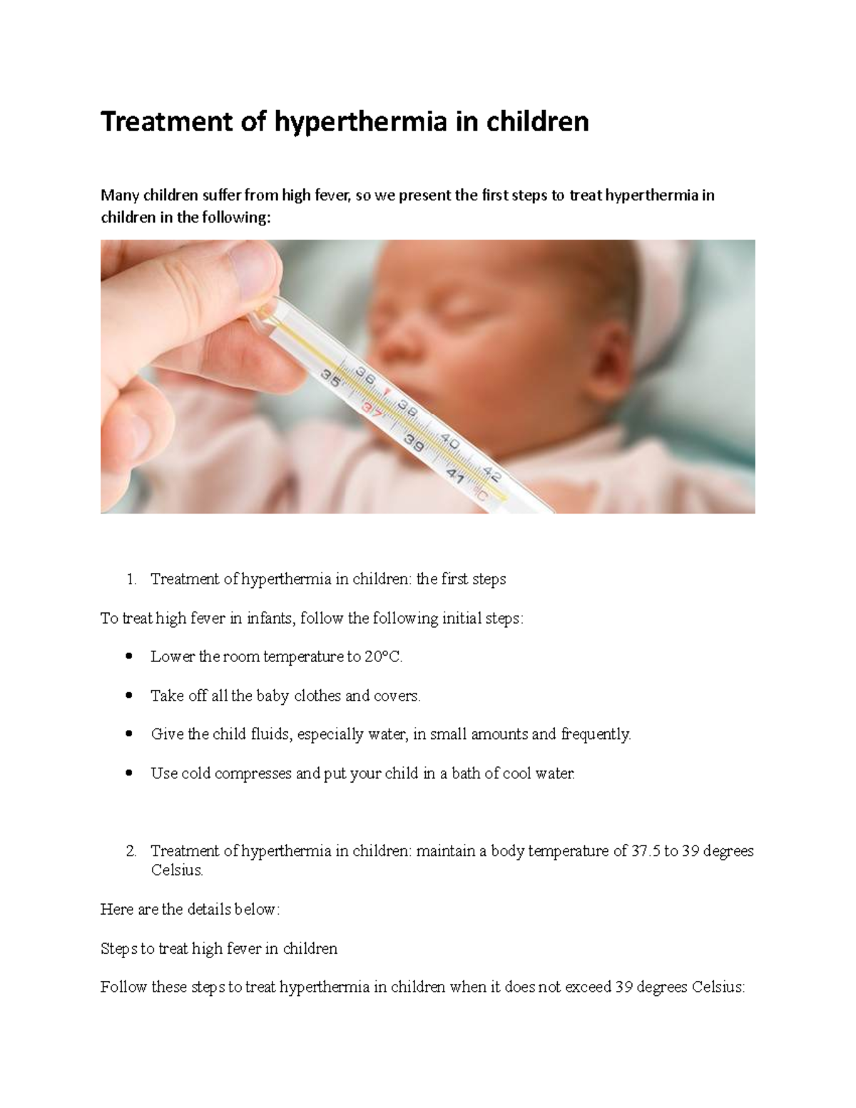 Treatment of hyperthermia in children - Take off all the baby clothes ...