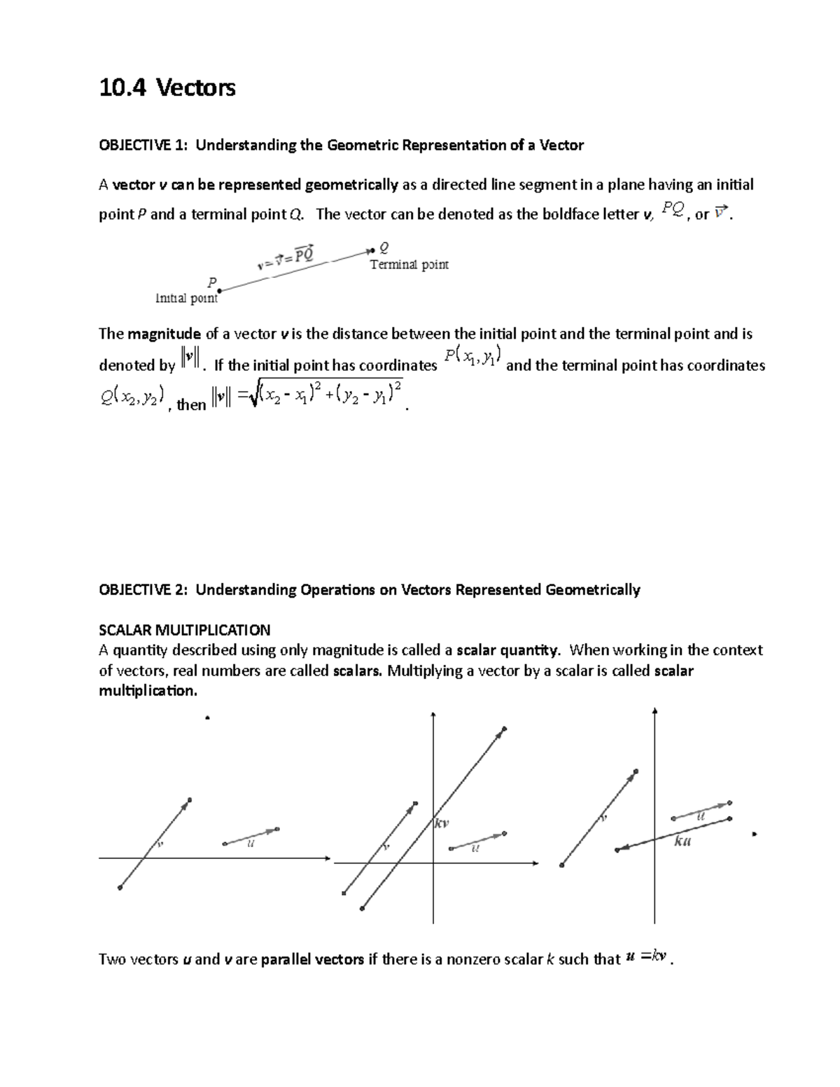 Sec 10.4 050819 - math - 10 Vectors OBJECTIVE 1: Understanding the Geometric Representation of a ...
