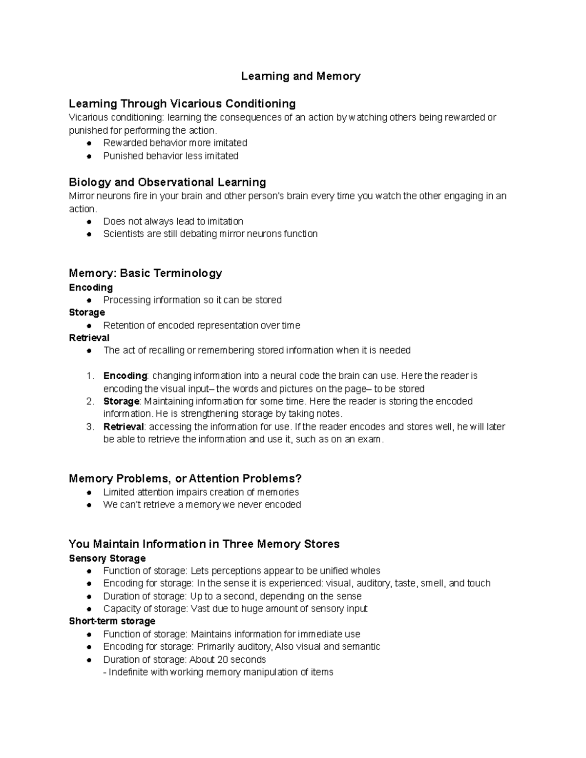 Psychology Lecture 3 6 Learning and memory - Learning and Memory Learning Through Vicarious ...