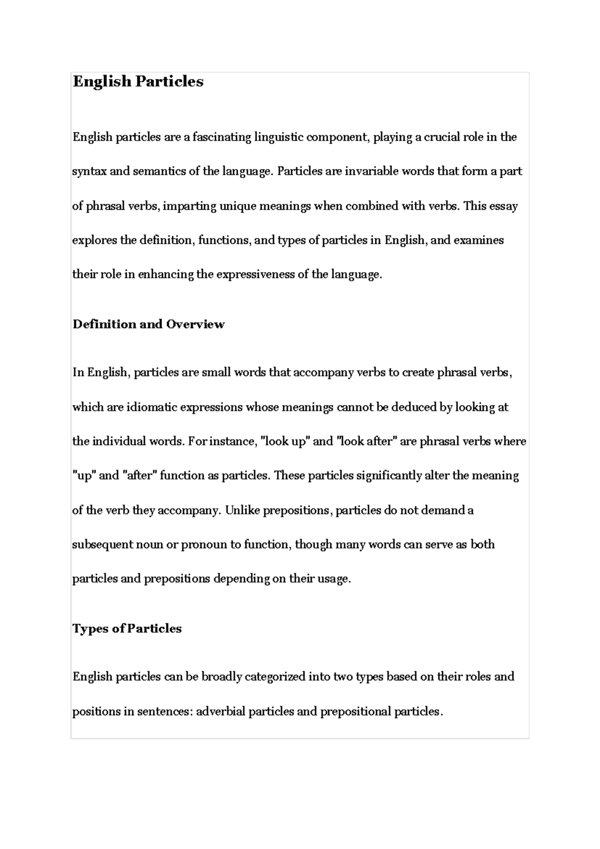 English Particles - English Particles English particles are a ...