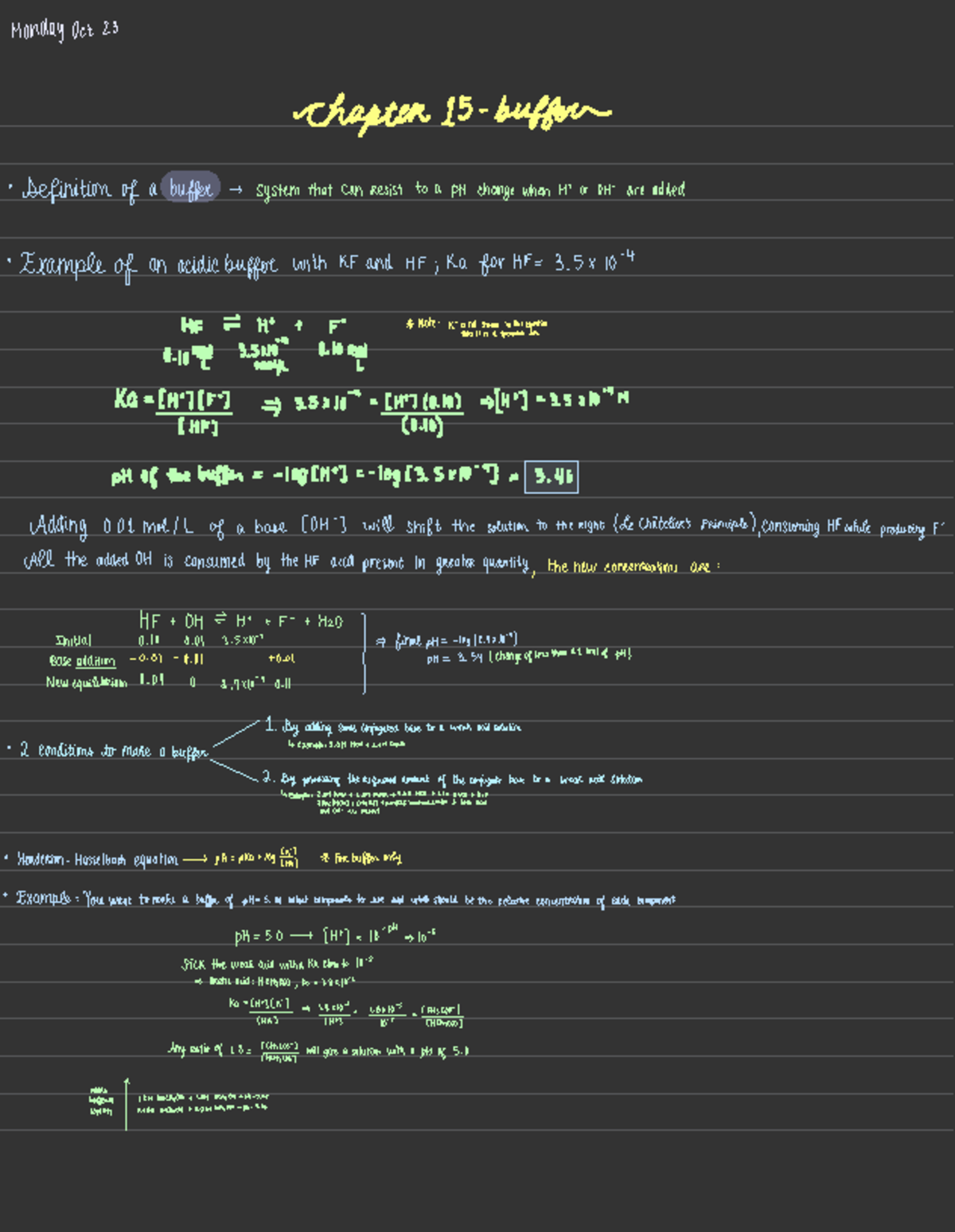 Chapter 15 - notes (CHEM) - Monday Oct 23 Chapter 15-buffer ...