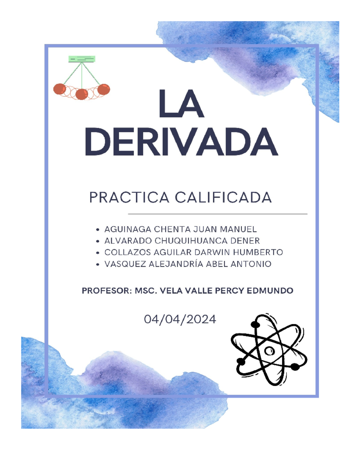 La derivada - Trabajo - F ́¿X)= 3X+ F ́(X) = lim ¿ h → 0 ¿ = 3 ( x +h ) + 5 − ( 3 x+ 5 ) h F ́(X ...