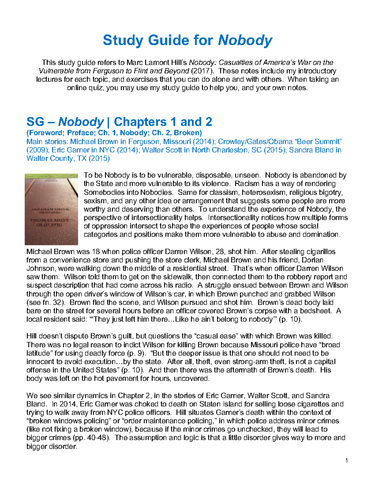 Study Guide - Nobody - Study Guide for Nobody This study guide refers ...