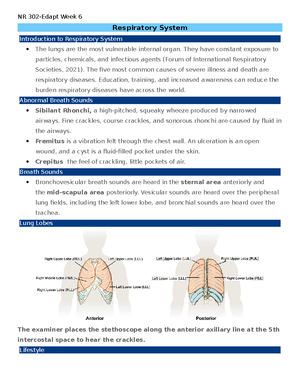 NR 302 Week 7-Edapt-Cardio - NR 302-Week 7 Edapt Cardiovascular System Introduction to the - Studocu