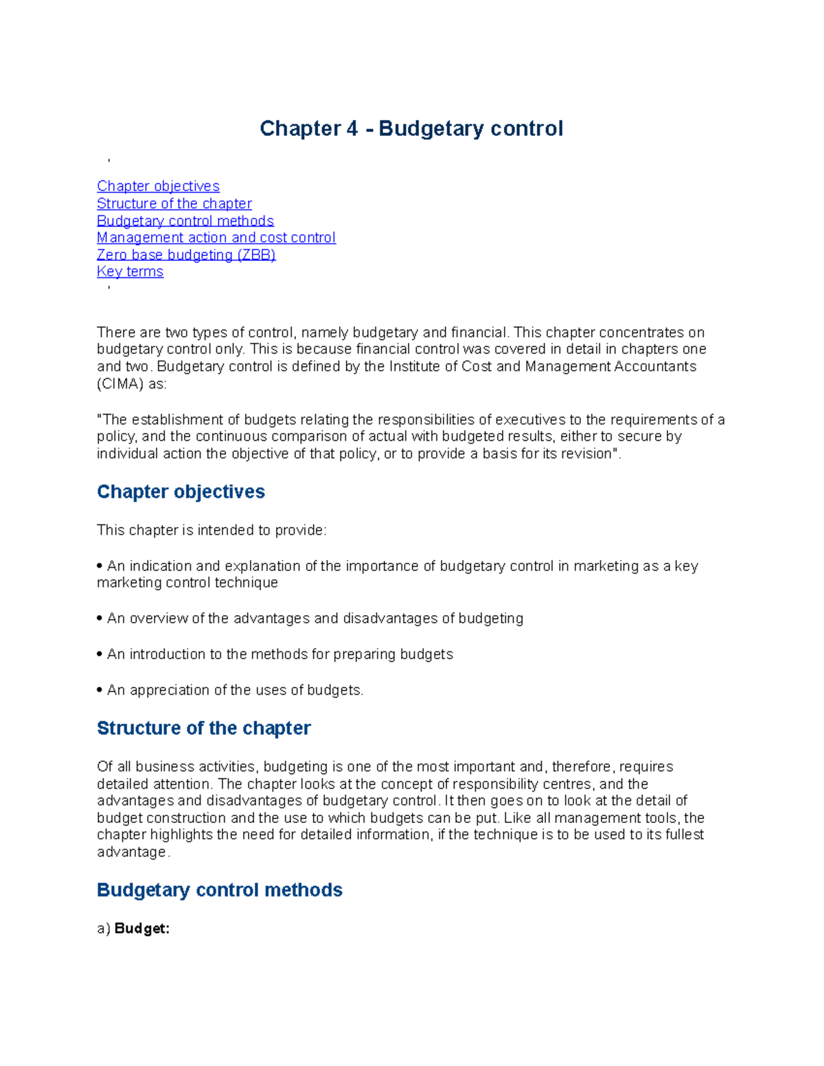Budgetary Control - Mr Dude - Chapter 4 - Budgetary control Chapter ...