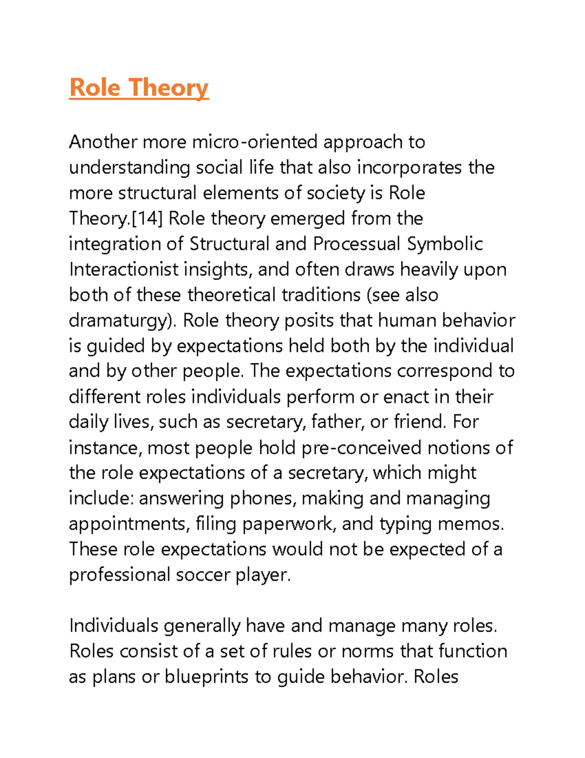 ROLE Theory - Role Theory Another more micro-oriented approach to ...