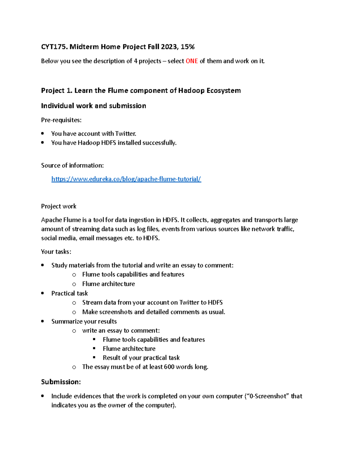 Home projects Midterm Fall2023 - CYT175. Midterm Home Project Fall 2023 ...